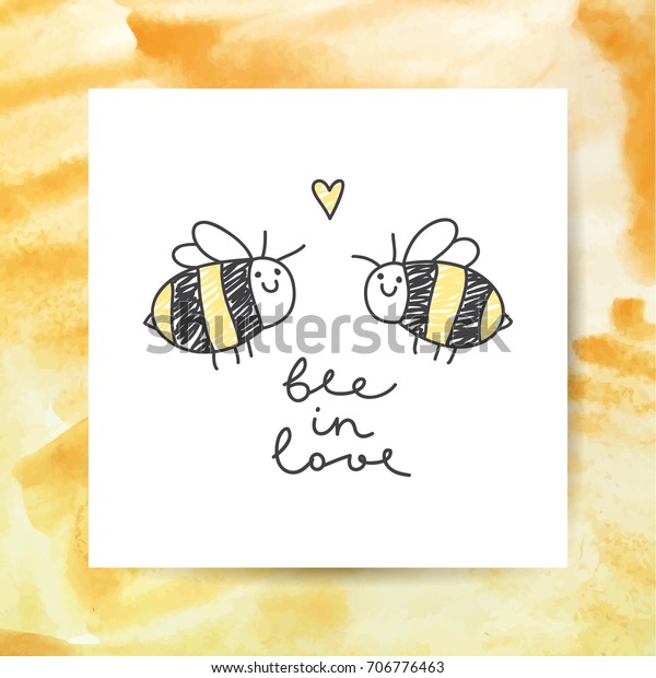 Cute Bees Couple Handwritten Text Bee Stock Vector (Royalty Free ...