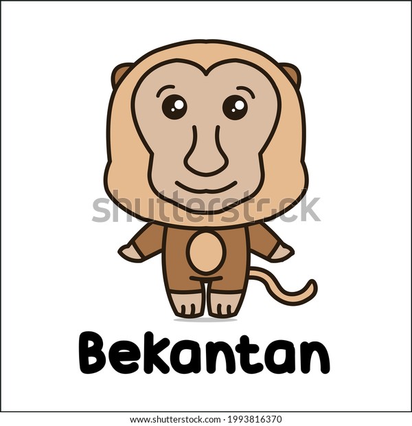 Cute Bekantan Cartoon Icon Vector Stock Vector (Royalty Free ...