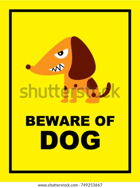 Cute Beware Dog Sign Vector Stock Vector (Royalty Free) 749253667 ...