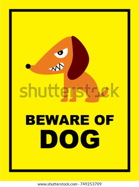 Cute Beware Dog Sign Vector Stock Vector (Royalty Free) 749253709 ...