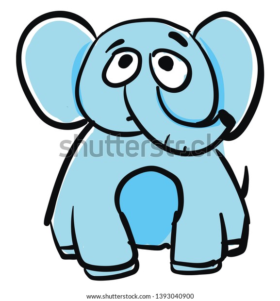 Cute Big Blue Elephant Looking Sad Stock Vector (Royalty Free ...