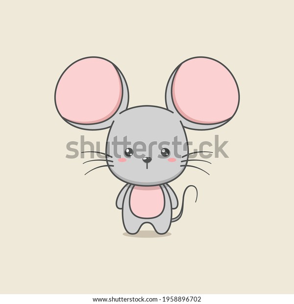 Cute Big Ears Mouse Character Stock Vector (Royalty Free) 1958896702 ...