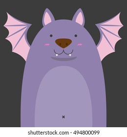 Cute Big Fat Bat On Dark Stock Vector (Royalty Free) 494800099 ...