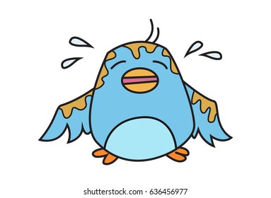 Cute Bird Crying Vector Illustration Isolated Stock Vector (Royalty ...