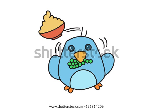Cute Bird Eating Vector Illustration Isolated: เวกเตอร์สต็อก (ปลอดค่า ...