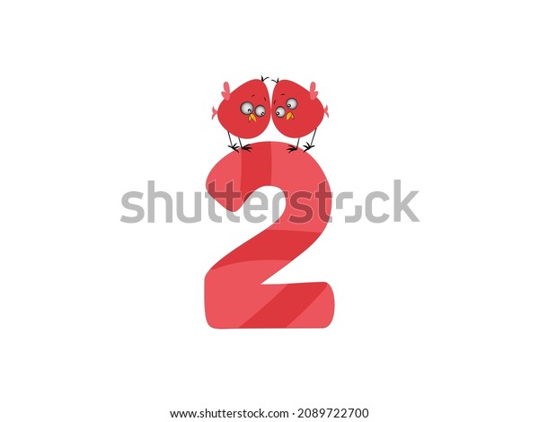 Cute Bird Number 2 Two Red Stock Vector (Royalty Free) 2089722700 ...