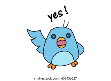 Cute Bird Saying Yes Vector Illustration: vector de stock (libre de ...