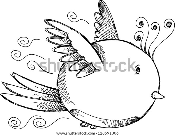 Cute Bird Sketch Drawing Vector Art Stock Vector (Royalty Free ...