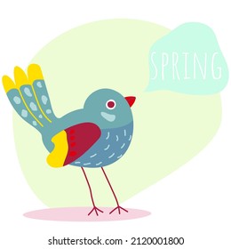 Cute Bird Spring Sign Bright Birds Stock Vector (Royalty Free ...