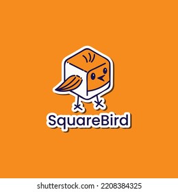 Cute Bird Square Vector Illustration Stock Vector (Royalty Free ...