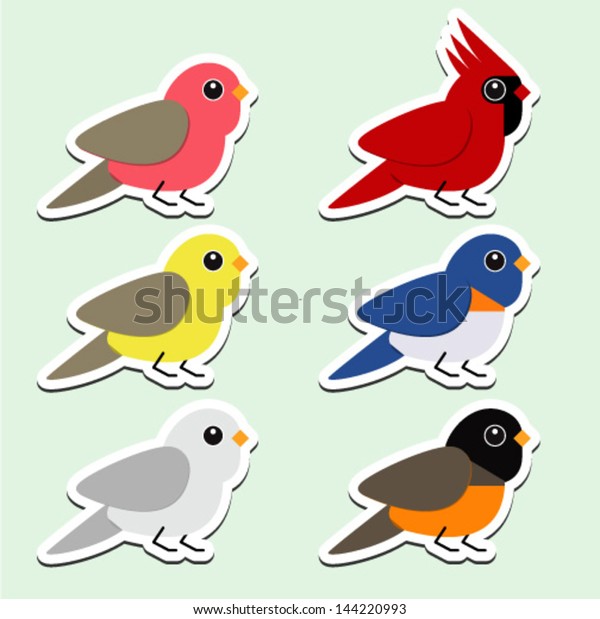 Cute Bird Stickers Stock Vector (Royalty Free) 144220993