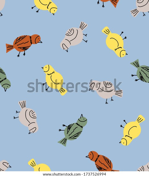 Cute Birds Drawing Doodle Repeating Vector Stock Vector (Royalty Free ...