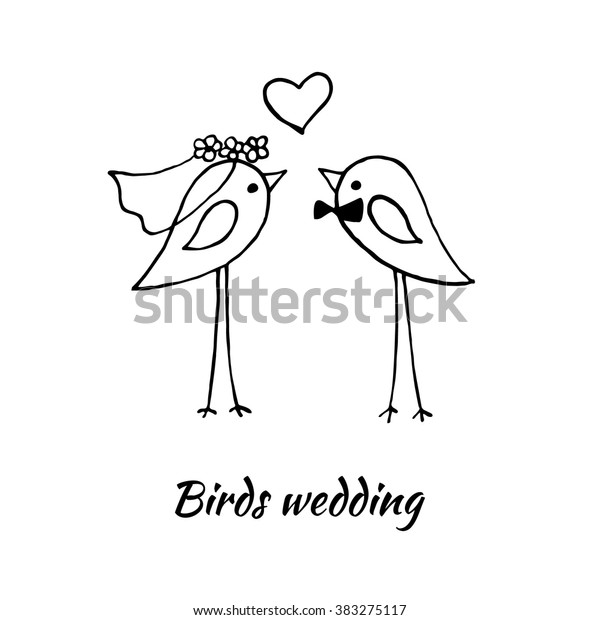 Cute Birds Wedding Stylized Vector Image Stock Vector (Royalty Free ...