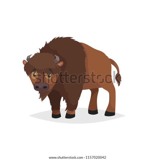 Un bisonte lindo. Dibujo cómico tipo vectorial de animales salvajes del ...