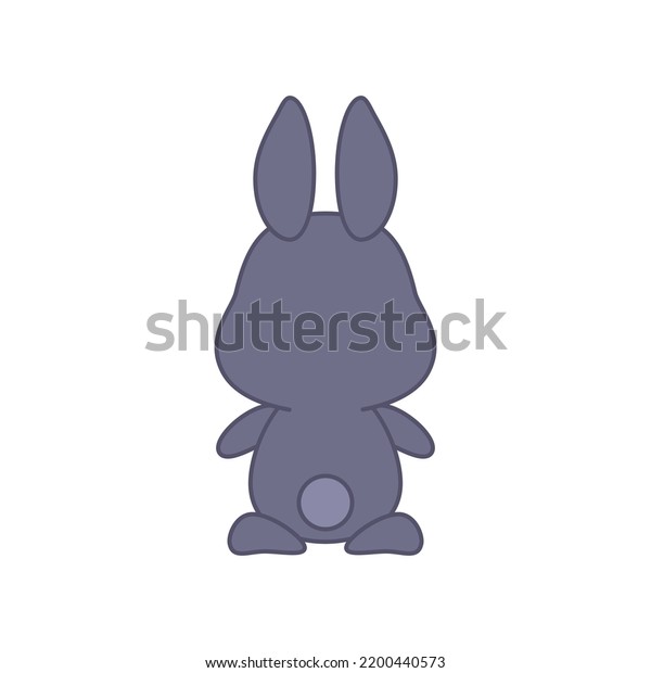 Cute Black Bunny Flat Cartoon Illustration Stock Vector (Royalty Free ...