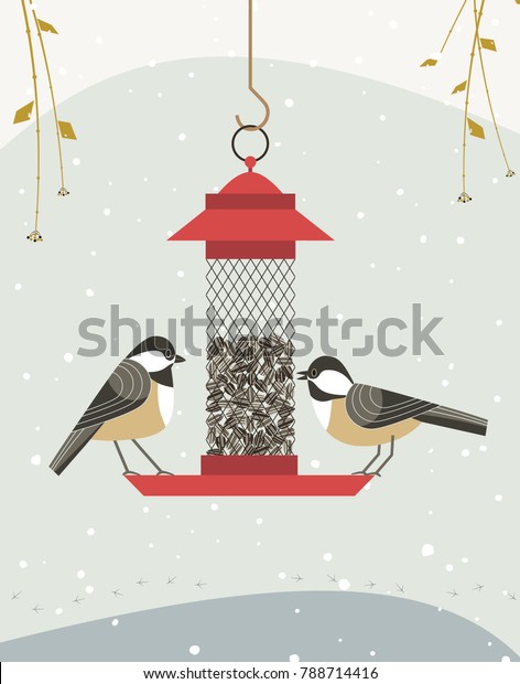 Cute Black Capped Chickadee Bird Poster Stock Vector (Royalty Free ...