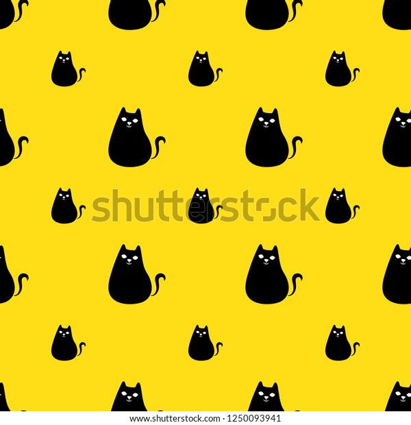 Cute Black Cat Design Art Character Stock Vector (Royalty Free ...
