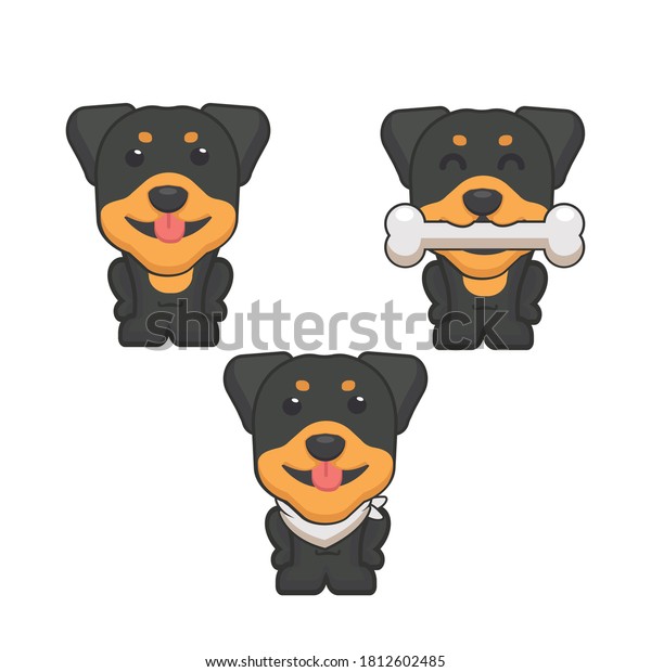 Cute Black Dog Icon Set Good Stock Vector (Royalty Free) 1812602485 ...