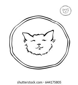 Cute Black Linear Cat Icon Stock Vector (Royalty Free) 644175805 ...