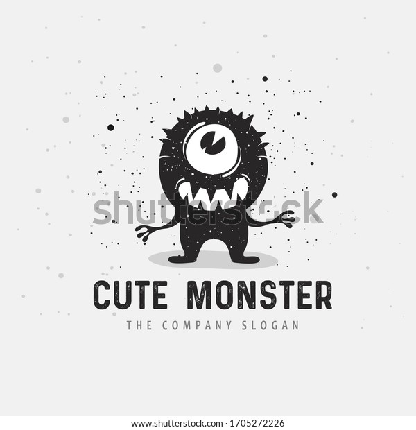 Cute Black Monster Vector Illustration Stock Vector (Royalty Free ...