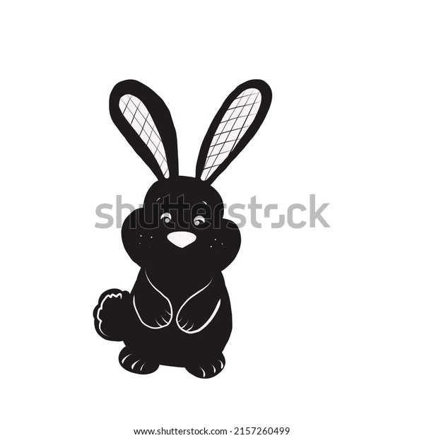 Cute Black Rabbit Black Bunny Stock Vector (Royalty Free) 2157260499 ...