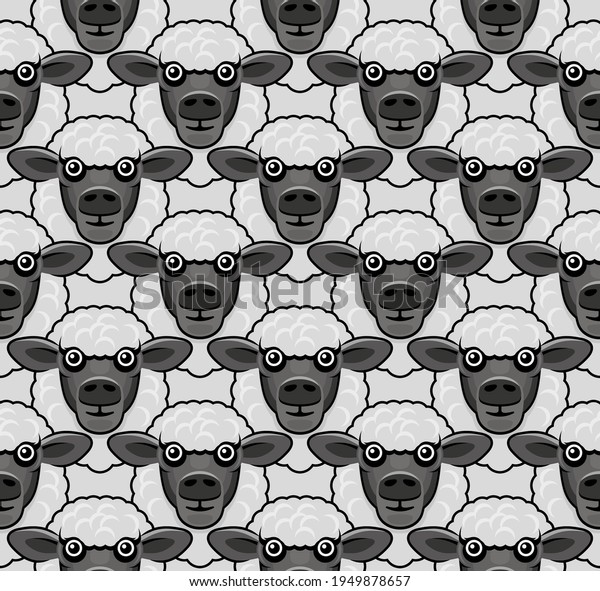 Cute Black Sheep Face Seamless Pattern Stock Vector (Royalty Free) 1949878657 | Shutterstock