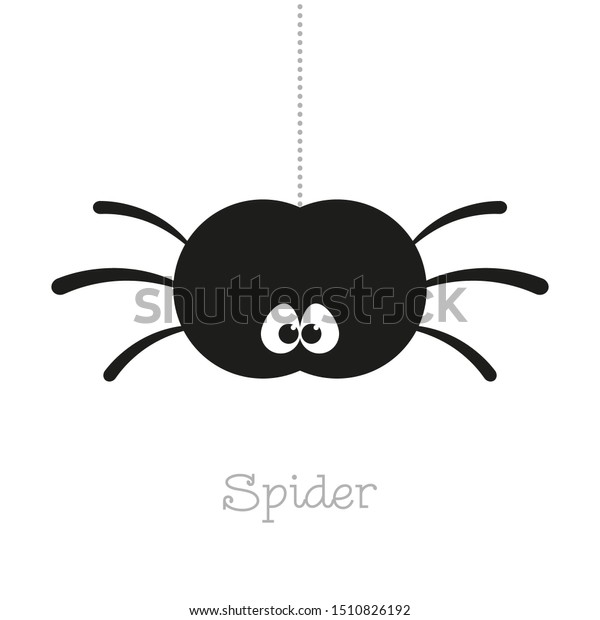 Cute Black Spider On White Background Stock Vector (Royalty Free ...