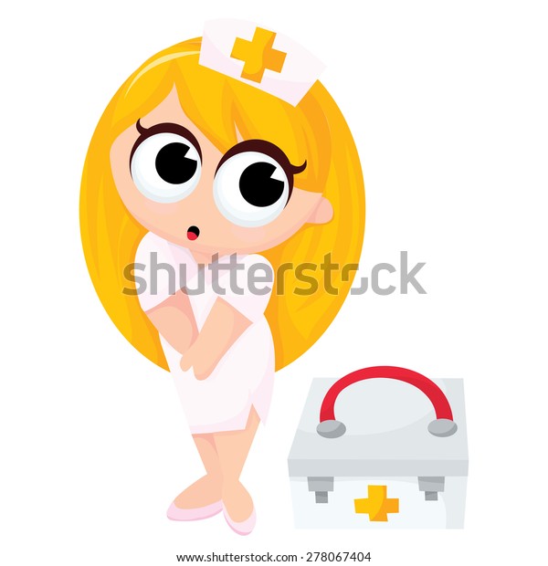 Cute Blonde Nurse First Aid Kit Stock Vector (Royalty Free) 278067404 ...