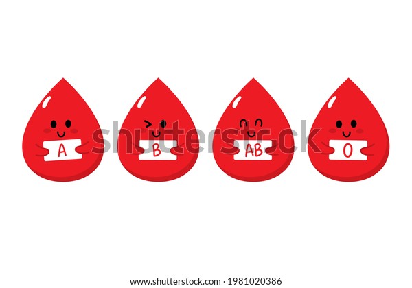 Cute Blood Groups Cartoon Character Vector: เวกเตอร์สต็อก (ปลอดค่า ...