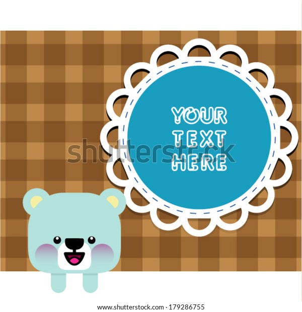 Cute Blue Bear Card Frame Text Stock Vector (Royalty Free) 179286755 ...