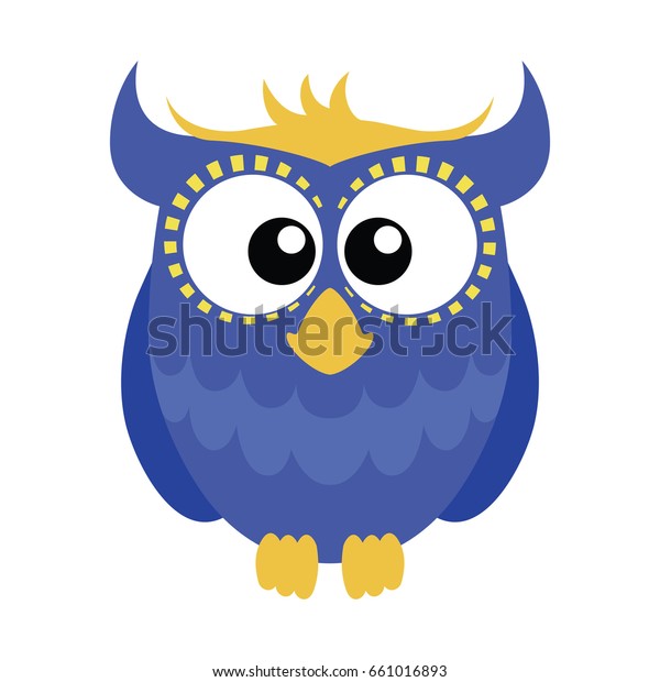 Cute Blue Cartoon Owl Stock Vector (Royalty Free) 661016893 | Shutterstock