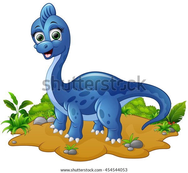 Cute Blue Dinosaur Cartoon Stock Vector (Royalty Free) 454544053 ...