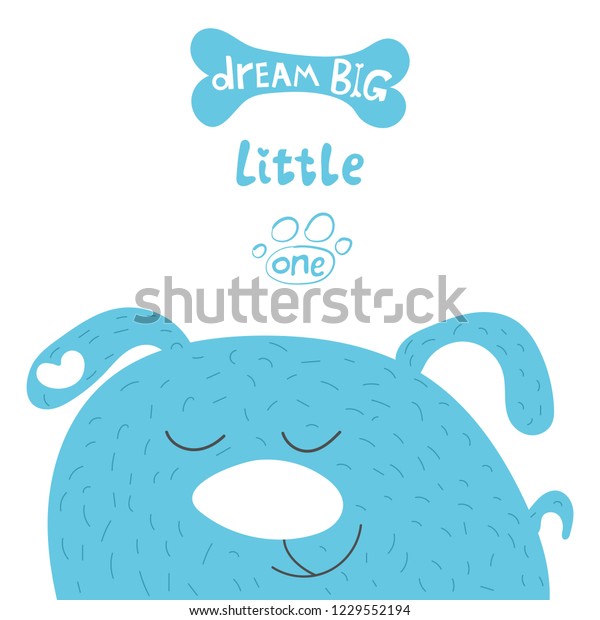 Cute Blue Dog Hand Drawn Children Stock Vector (Royalty Free ...
