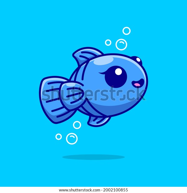Cute Blue Fish Cartoon Design Stock Vector (Royalty Free) 2002100855 ...