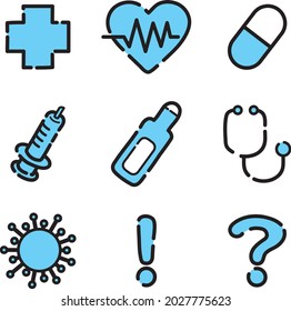 Cute Blue Icon Set That Can Stock Vector (Royalty Free) 2027775623 ...