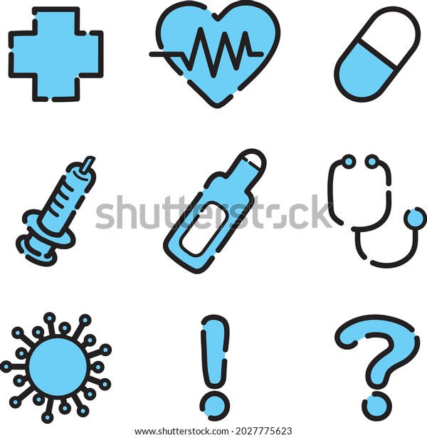 Cute Blue Icon Set That Can Stock Vector (Royalty Free) 2027775623 ...