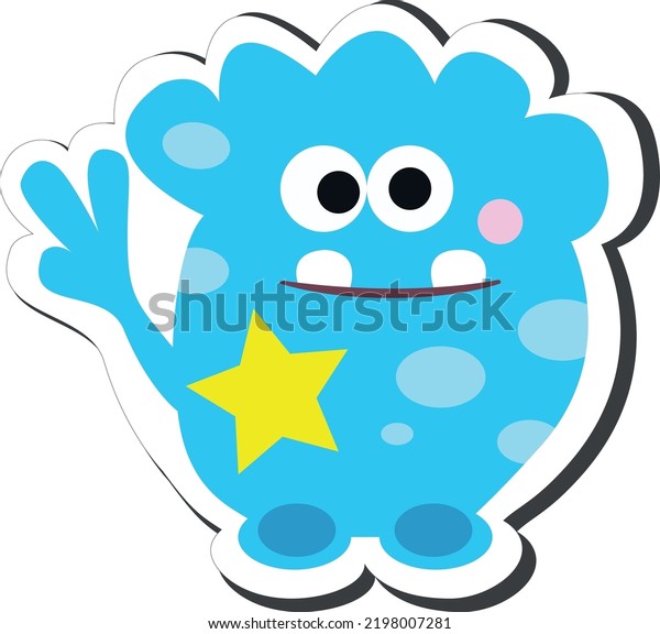 Cute Blue Little Monster Stock Vector (Royalty Free) 2198007281 ...