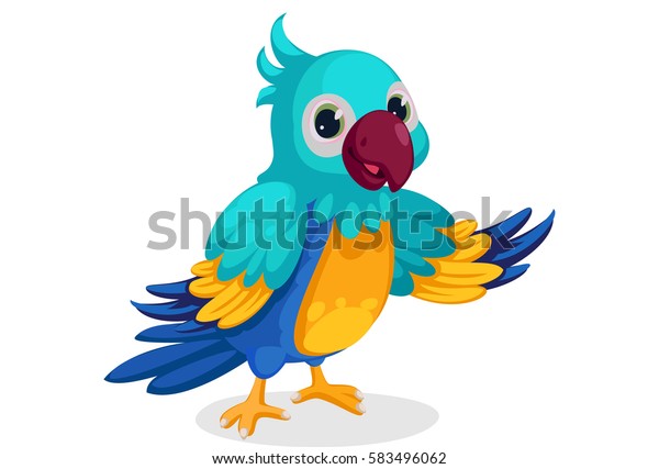 Cute Blue Macaw Cartoon Standing Pose Stock Vector (Royalty Free ...