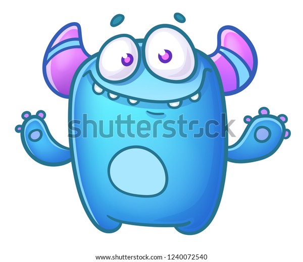 Cute Blue Monster Stock Vector (Royalty Free) 1240072540 | Shutterstock