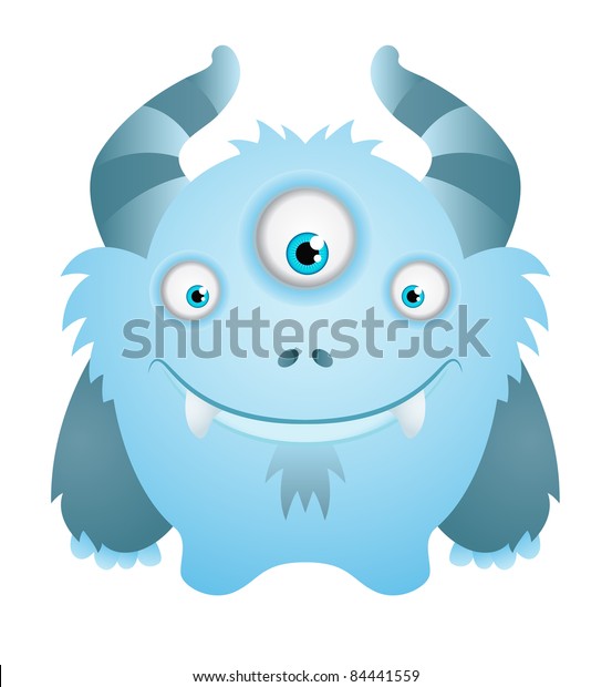 Cute Blue Monster Stock Vector (Royalty Free) 84441559