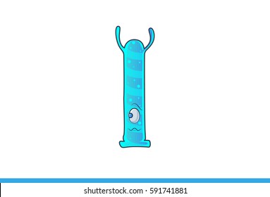 Cute Blue Monster Sad Vector Illustration Stock Vector (Royalty Free ...