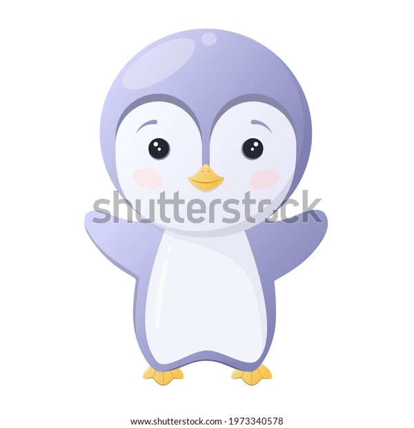 Cute Blue Penguin On White Background Stock Vector (Royalty Free ...