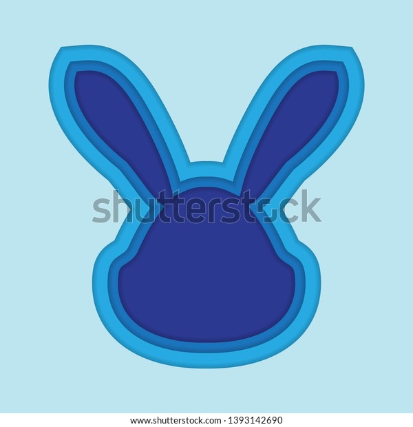 Cute Blue Rabbit Head Paper Art Stock Vector (Royalty Free) 1393142690 ...