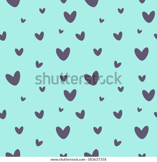 Cute Blue Seamless Pattern Hearts Vector Stock Vector (Royalty Free ...