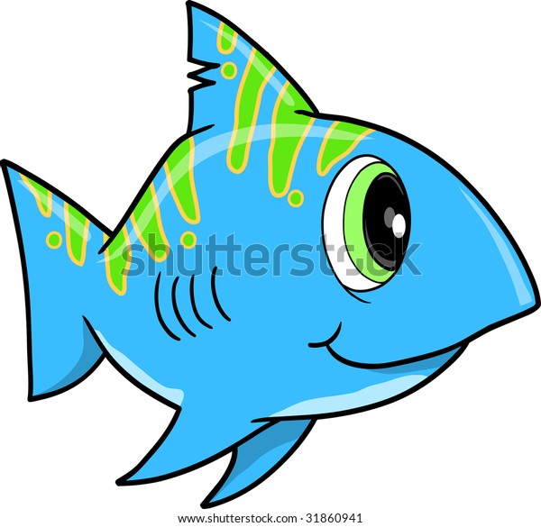 Cute Blue Shark Vector Illustration Stock Vector (Royalty Free ...