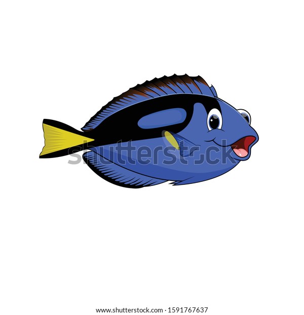 Cute Blue Tang Cartoon Isolated On Stock Vector (Royalty Free ...