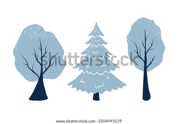 Cute Blue Winter Trees Vector Isolated Stock Vector (Royalty Free ...