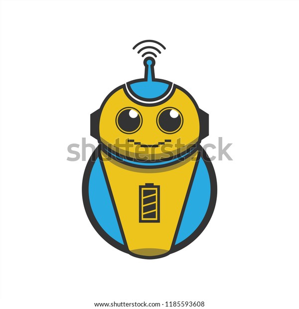 Cute Blue Yellow Robot Mascot Isolated Stock Vector (Royalty Free ...
