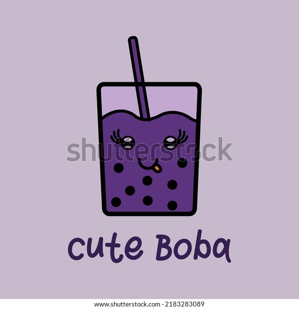 Cute Boba Cartoon Vector Illustration Doodle Stock Vector (Royalty Free ...