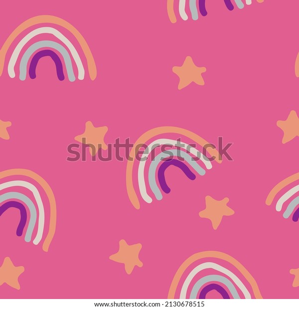 Cute Boho Rainbow Stars Seamless Pattern Stock Vector (Royalty Free ...